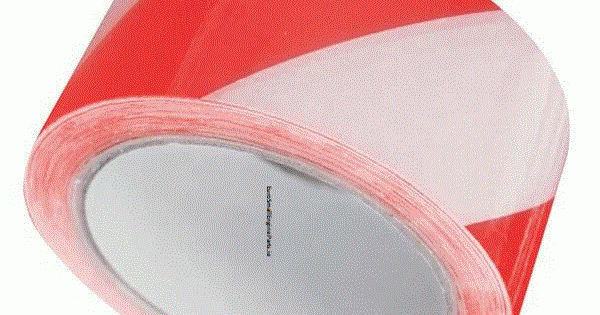 Hazard Warning Safety Tape 50mm x 33m Red & White